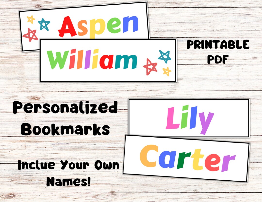 Personalized Printable Bookmarks, Custom Name Bookmark, Book Club Gifts ...