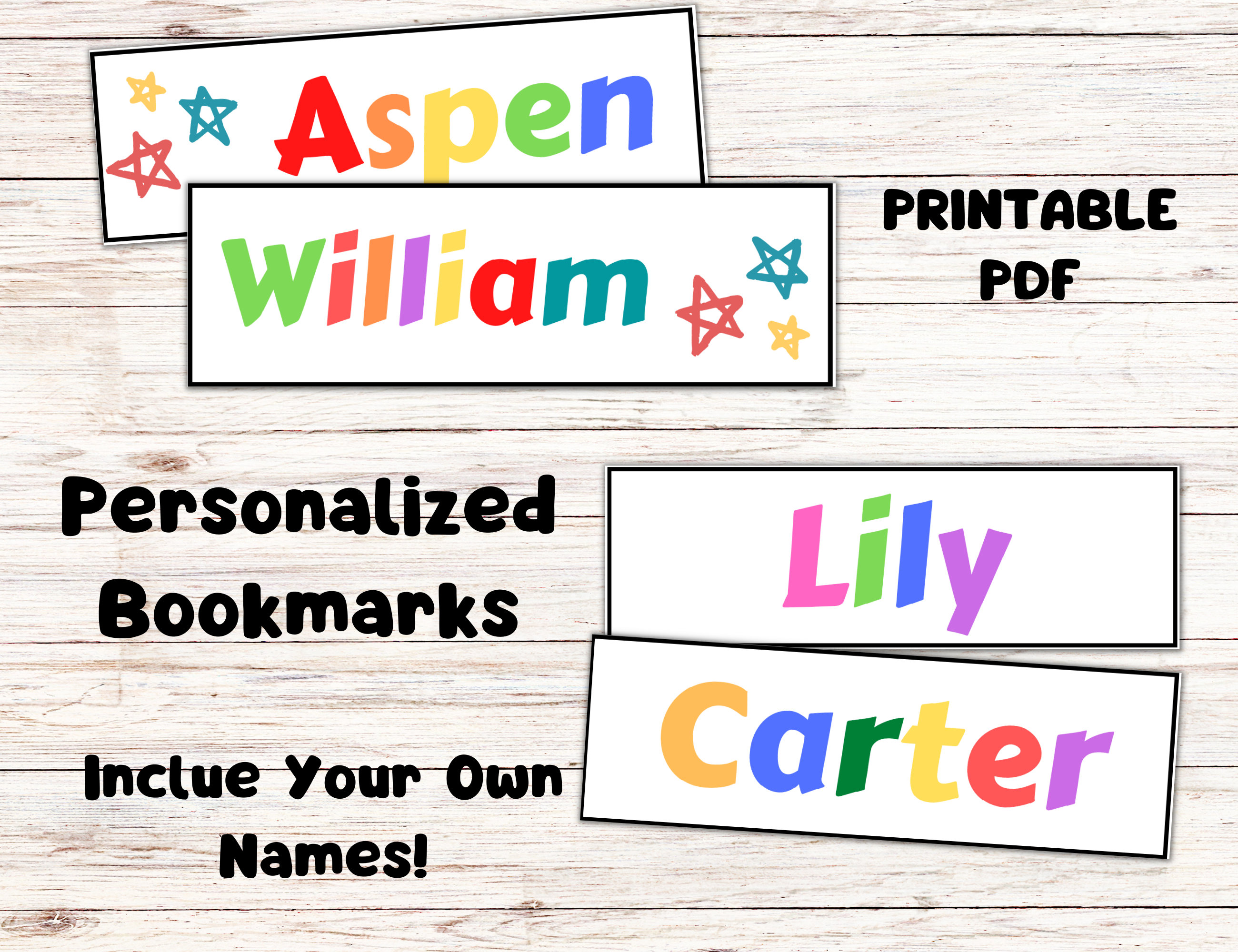 Personalized Printable Bookmarks, Custom Name Bookmark, Book Club Gifts ...