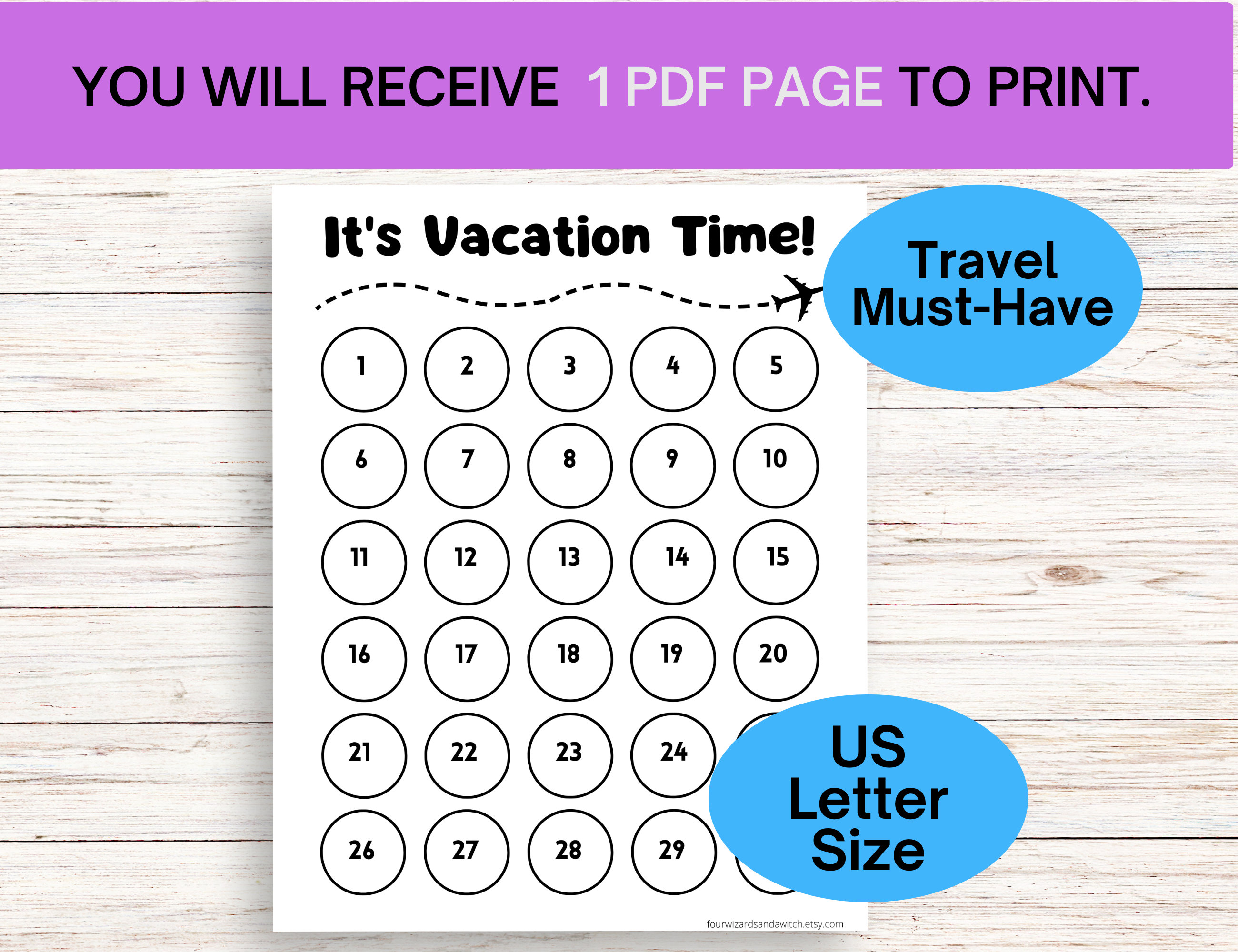 It's Vacation Time Travel Countdown Calendar, Printable Vacation ...
