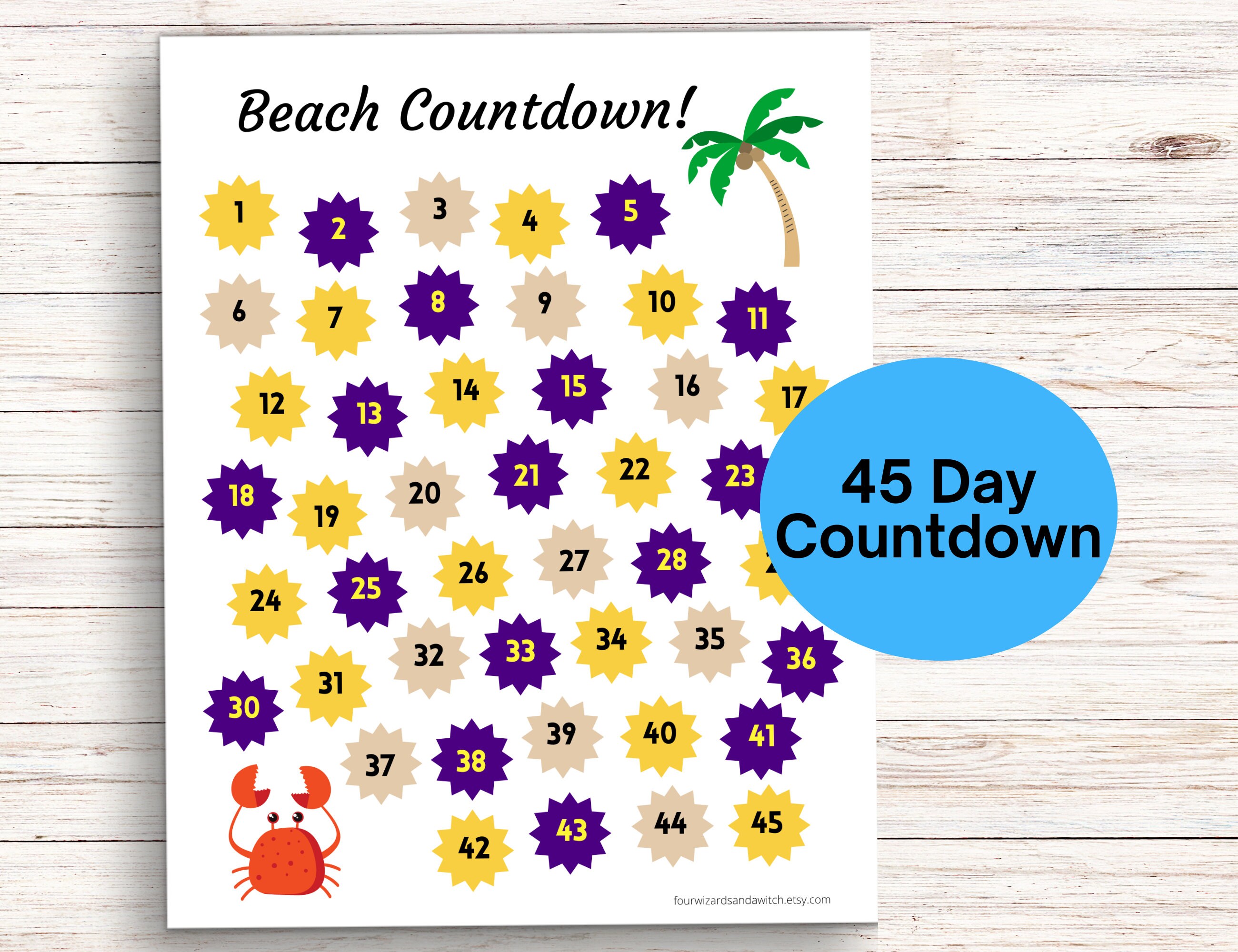 Travel Countdown Calendar, Surprise Beach Vacation Countdown, Holiday ...