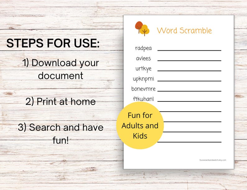Thanksgiving Word Scramble Brain Teaser, Kids Activity, Classroom Party ...