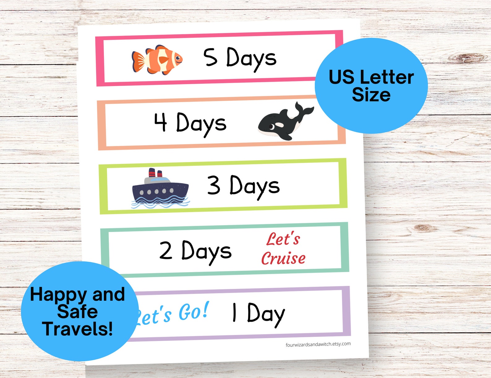 Family Cruise Vacation Countdown, Cruise Countdown for Kids, Printable ...