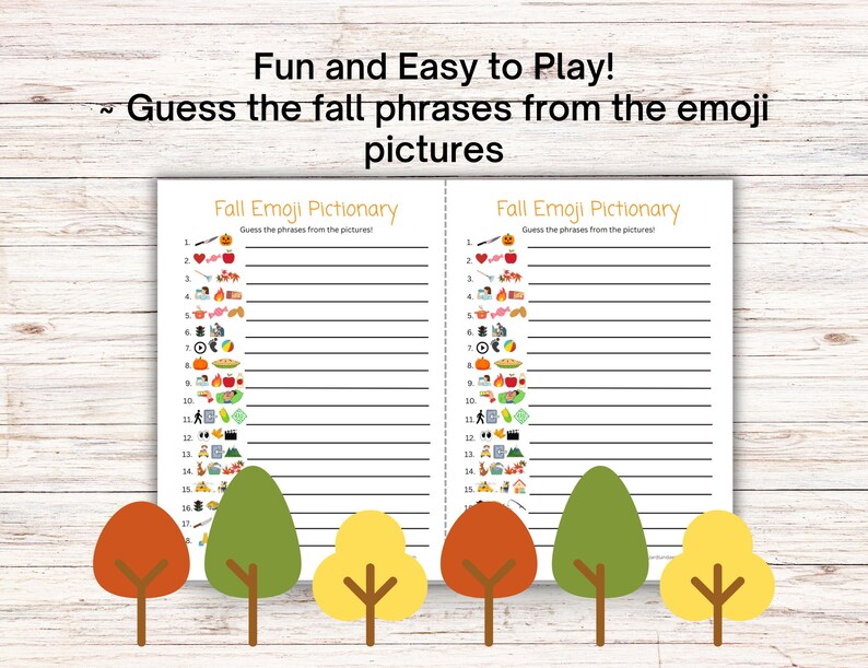 Fall Emoji Pictionary Game Thanksgiving Printable Party Game ...