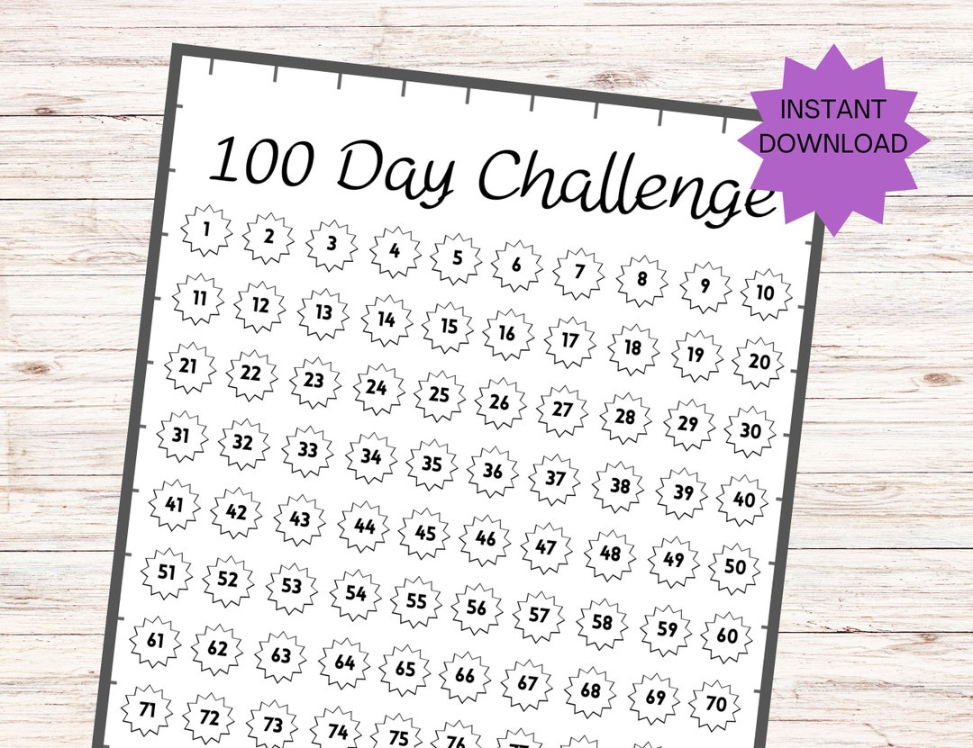100 Day Challenge, Goal Setting, Coloring Habit Tracker, Printable ...