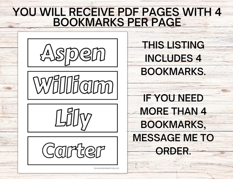 Color Your Own Bookmark, Printable Personalized Bookmark, Kids Name ...