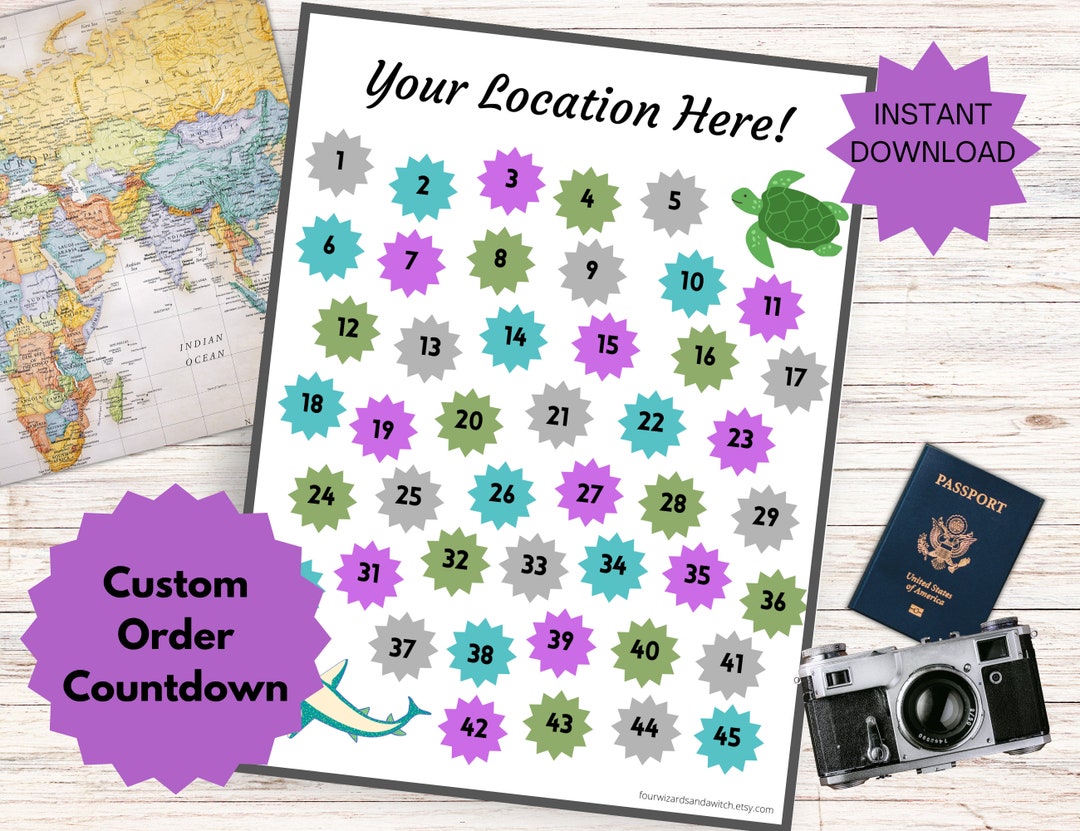 Custom Vacation Countdown Calendar, Choose Your Vacation Destination - Etsy