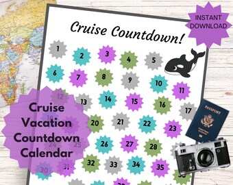 Cruise Vacation Countdown Calendar, Printable Travel Countdown, Family ...