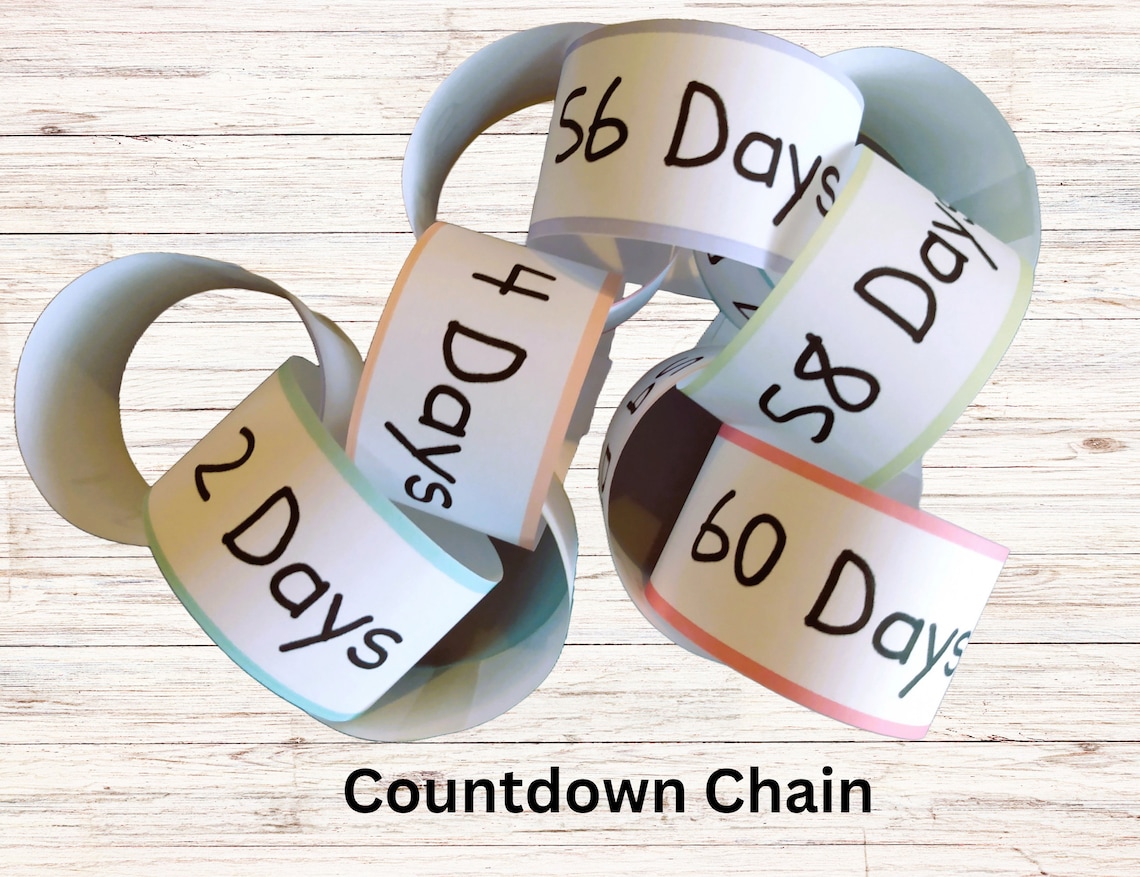 60 Day Printable Countdown, Countdown for Kids, Printable Paper Chain ...