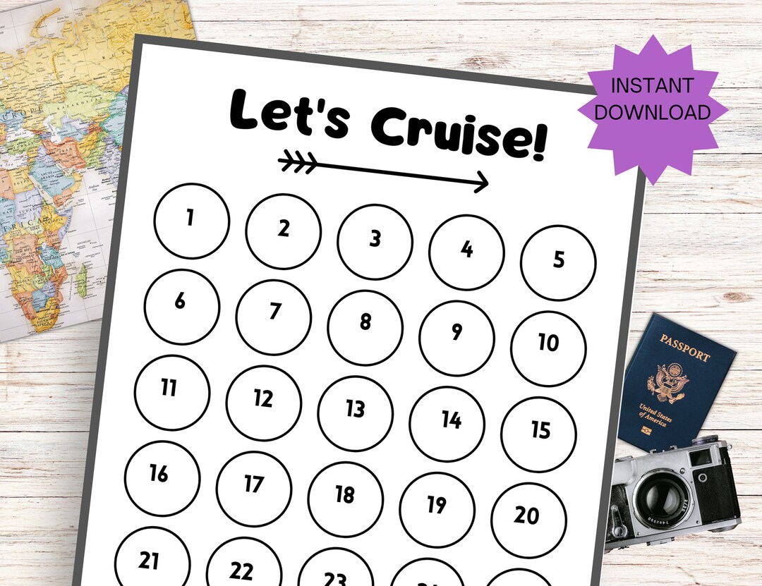 Cruise Vacation Countdown Calendar, Printable Travel Countdown, Family ...