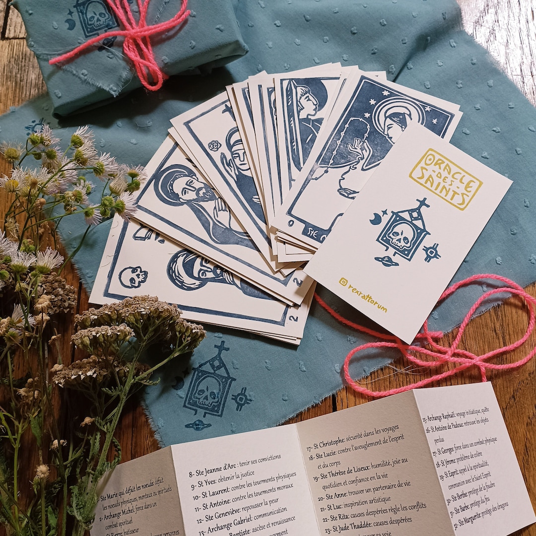 Oracle Des Saints - Linoprinted Deck of 32 Cards About Catholics Saints ...