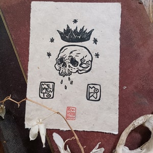 Original Linoprint Memento Mori - on Lokta Paper - Handmade Linocut - Etsy