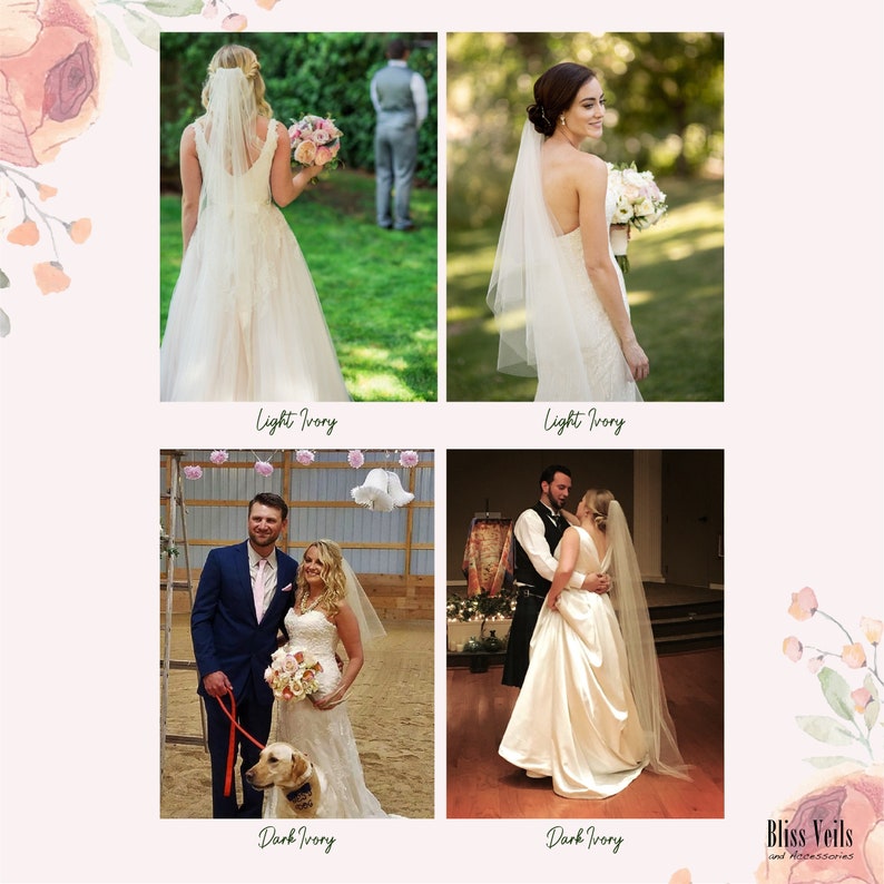 Wedding Veil Color Samples: Light Ivory, off White, Dark Ivory, Blush ...