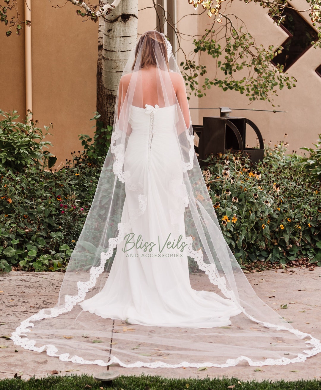 Mantilla Veil Cathedral, Lace Wedding Veil, Long Lace Veil, One Tier ...