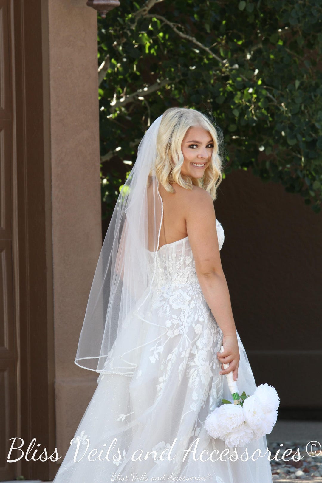 Pearl Beaded Wedding Veil One Tier Soft Tulle Bridal Veil - Etsy