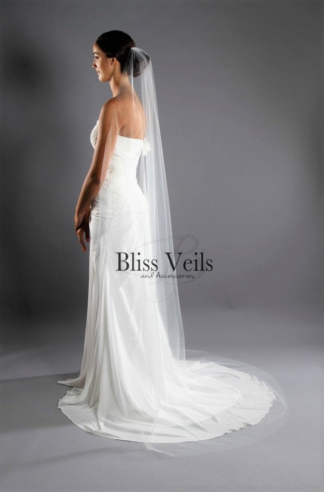 Sheer Narrow Veil, One Layer Veil, Raw Cut Edge Veil, Chapel Veil ...
