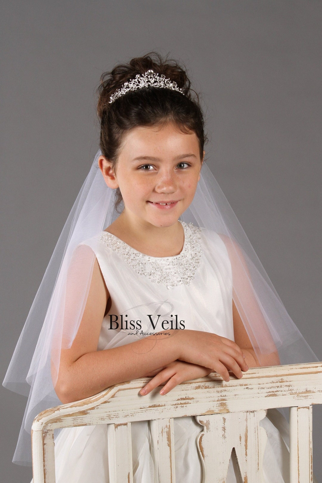 Communion Veil With Crystal Tiara - Fast Shipping! - Etsy