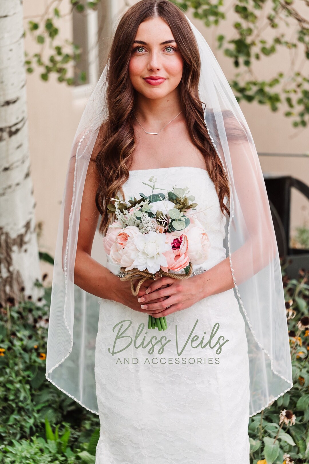 Beaded Veil, Fingertip Wedding Veil, Pearl Beaded Veil, Ivory Bridal ...
