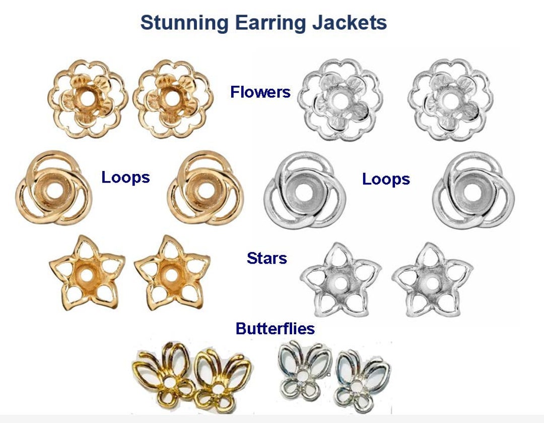Earring Jackets for Use With Post Earrings in Sterling Silver or 14K ...