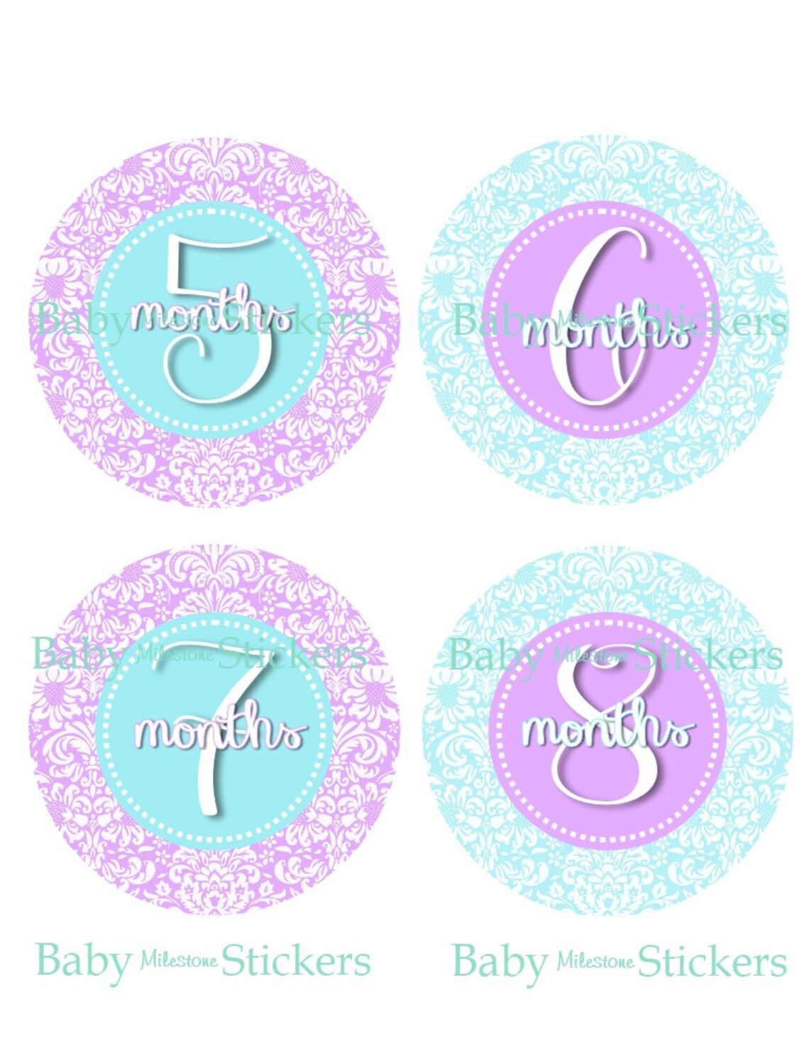 Baby Girl Month Monthly Stickers Milestone Stickers Lavender - Etsy