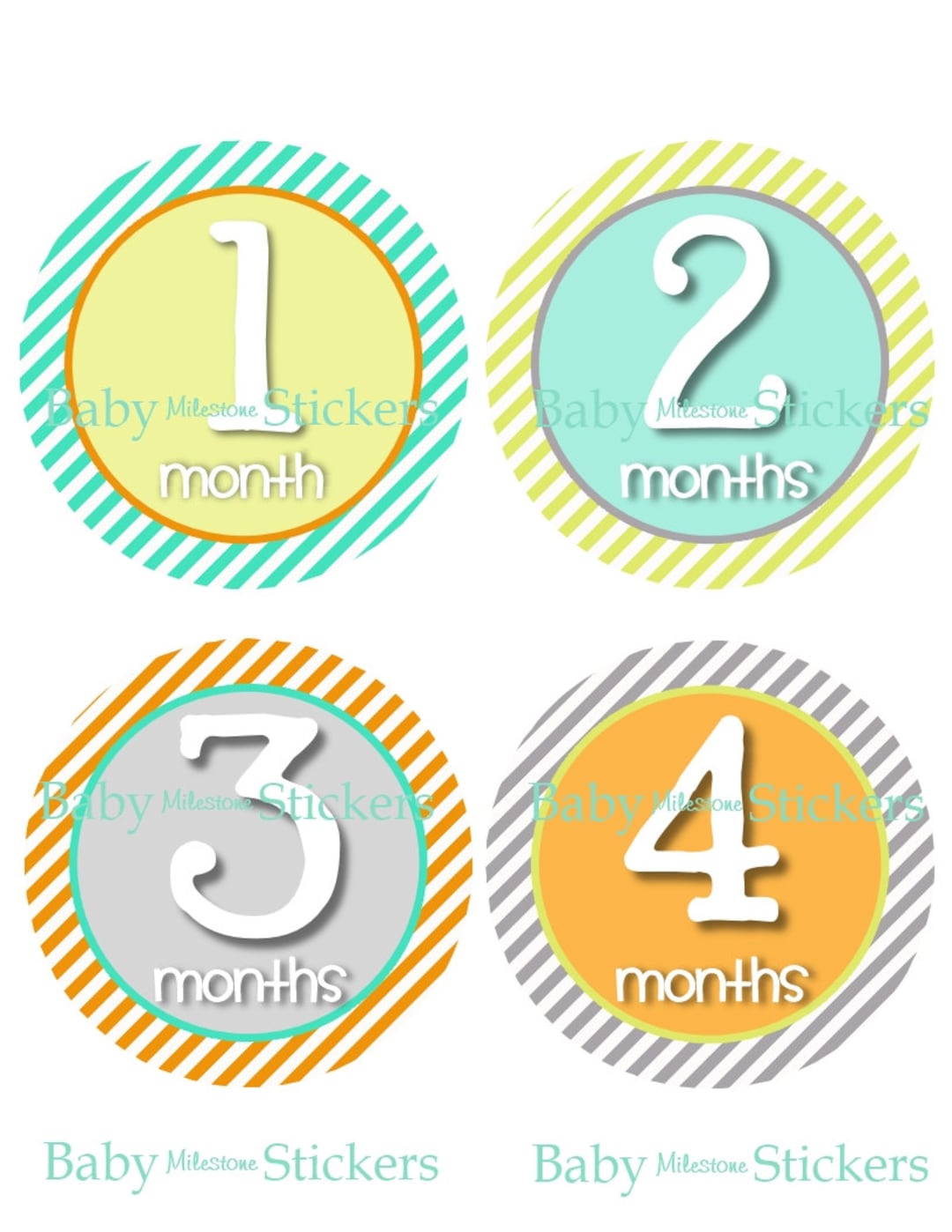 Monthly Baby Stickers Baby Milestone Sticker Stripes Boy Girl - Etsy