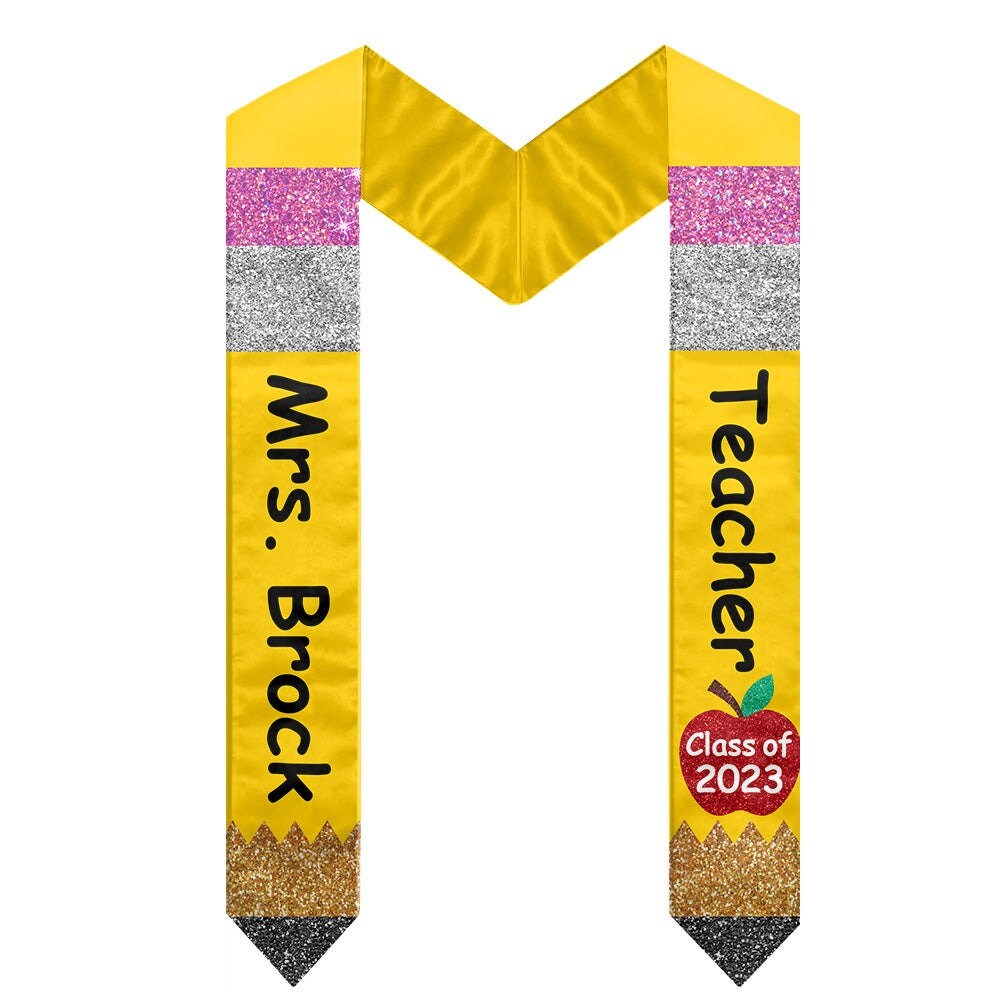 Personalized Teacher Pencil Graduation Stole, Custom Graduate Stoles ...