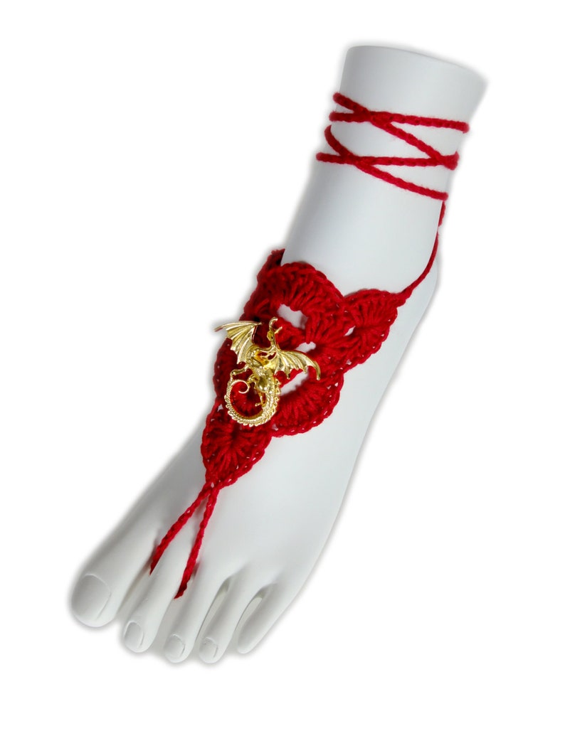 Dragon Barefoot Sandals. Red or 22 Colors Crochet Foot - Etsy