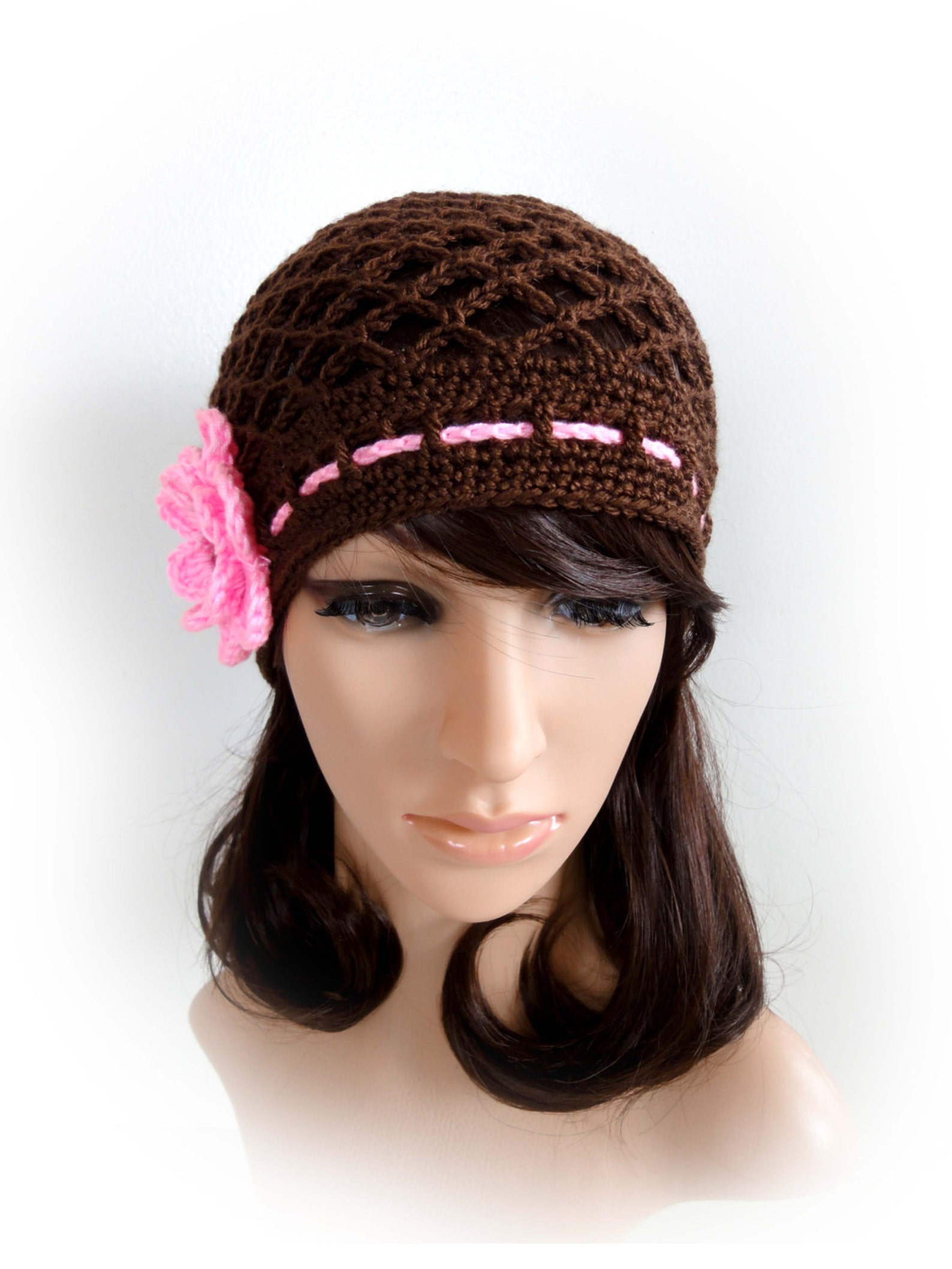 Crochet Net Hat. Brown Pink or 23 Colors. Adjustable With a - Etsy