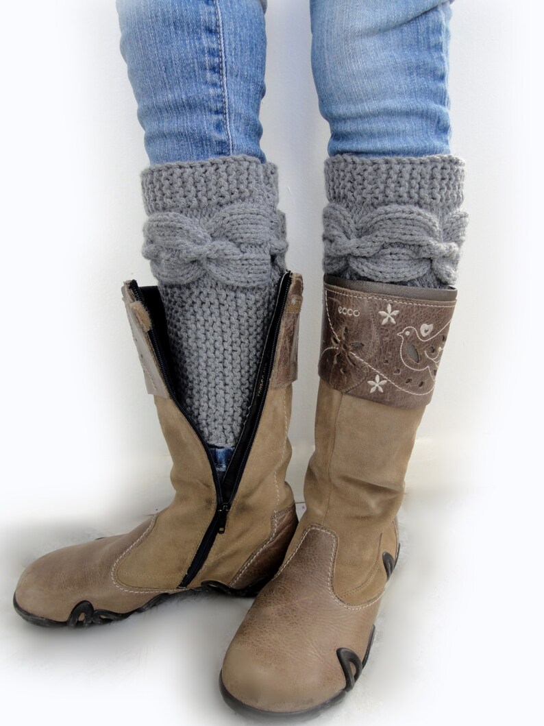 Knitted Cable Boot Cuffs. Knit Grey Chains. 44 Different Colors. Leg ...