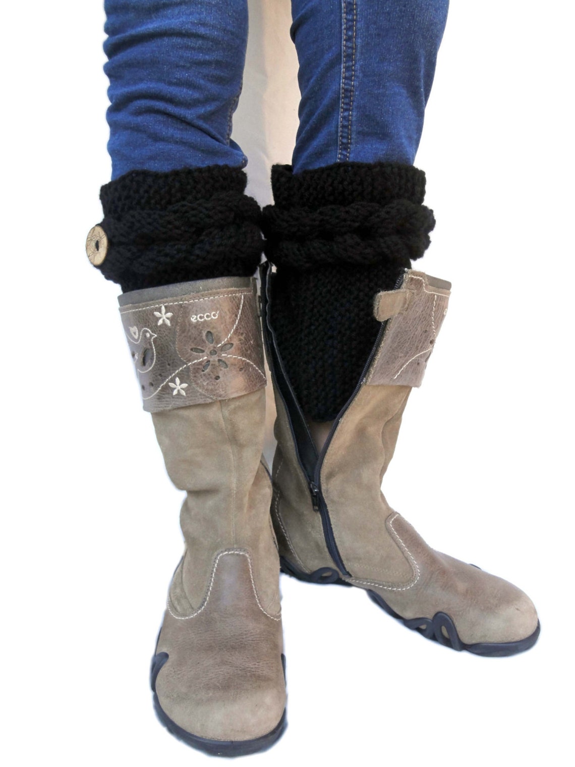 Knitted Cable Boot Cuffs. Braids With Buttons. 44 Different - Etsy