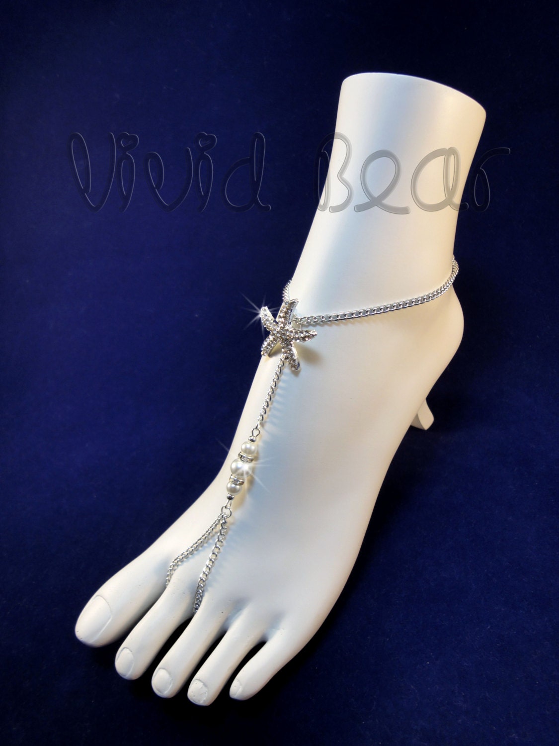 Starfish Barefoot Sandals. Silver Foot Jewelry. Rhinestone - Etsy