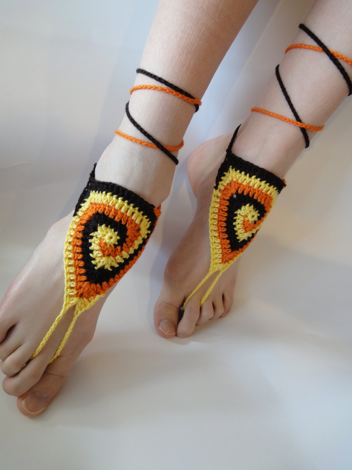 Crochet Barefoot Sandals.Foot Jewelry. Multicolored Spiral. | Etsy