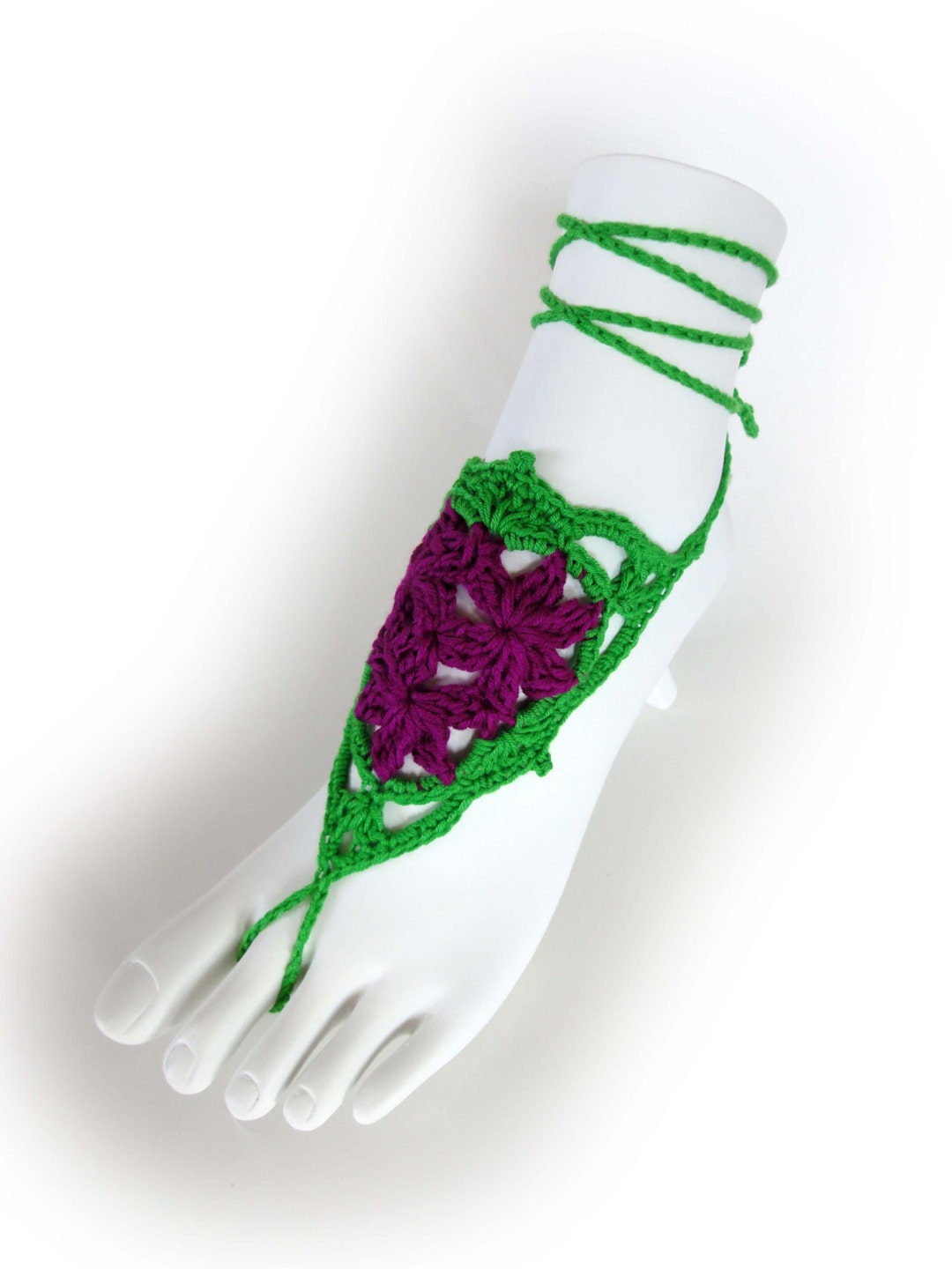 SALE Ready to Ship Flower Barefoot Sandals. Crochet Foot Jewelry ...