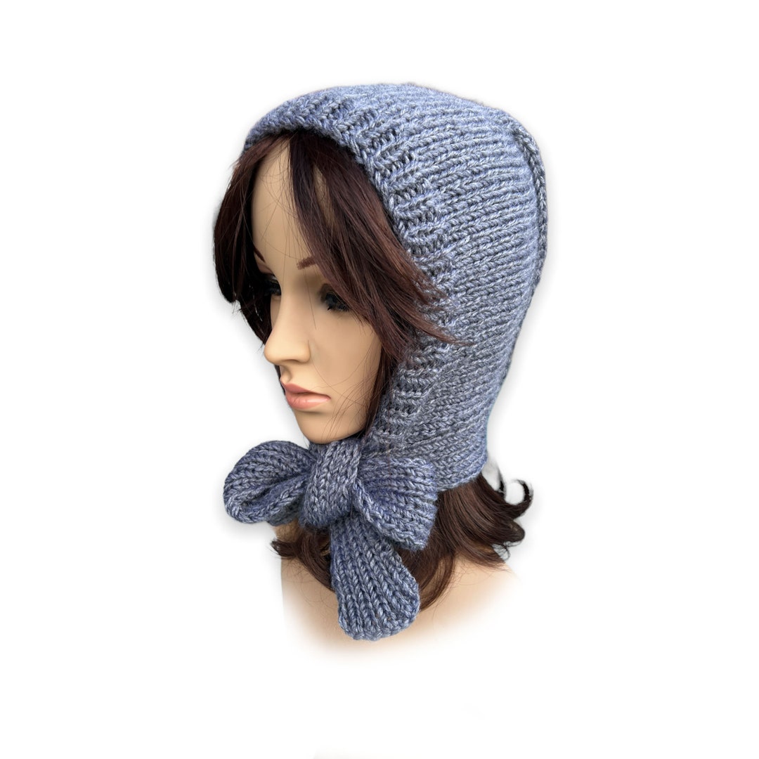 Hand Knit Bow Tie Bonnet for Adult. Grey Heather or Many Different ...