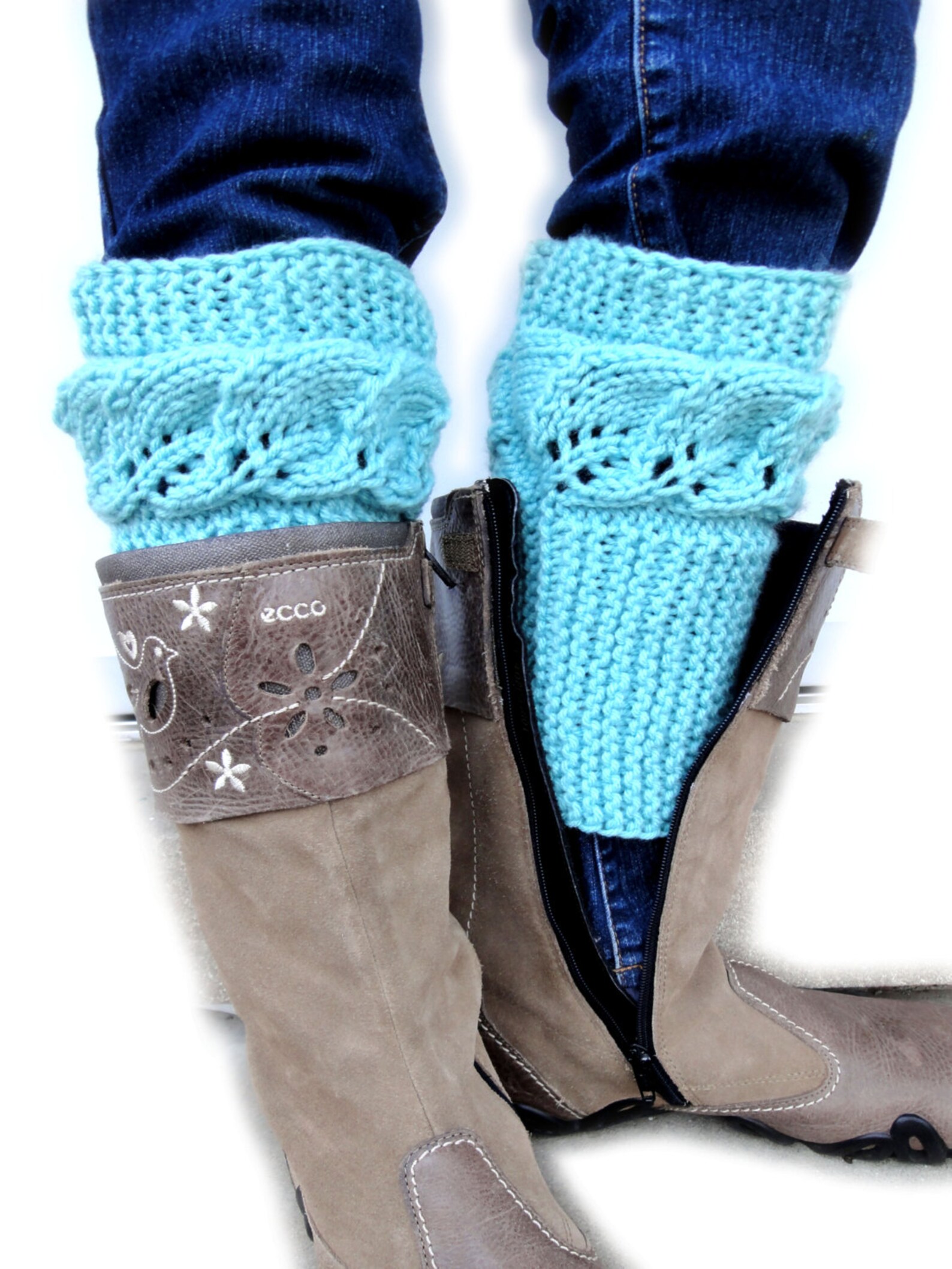 Hand Knitted Boot Cuffs With Leaves. Different Colors. Leg - Etsy