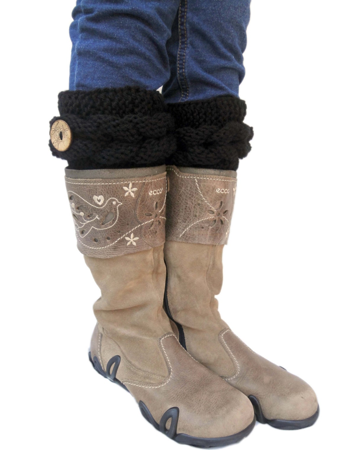 Knitted Cable Boot Cuffs. Braids With Buttons. 44 Different Colors. Leg ...