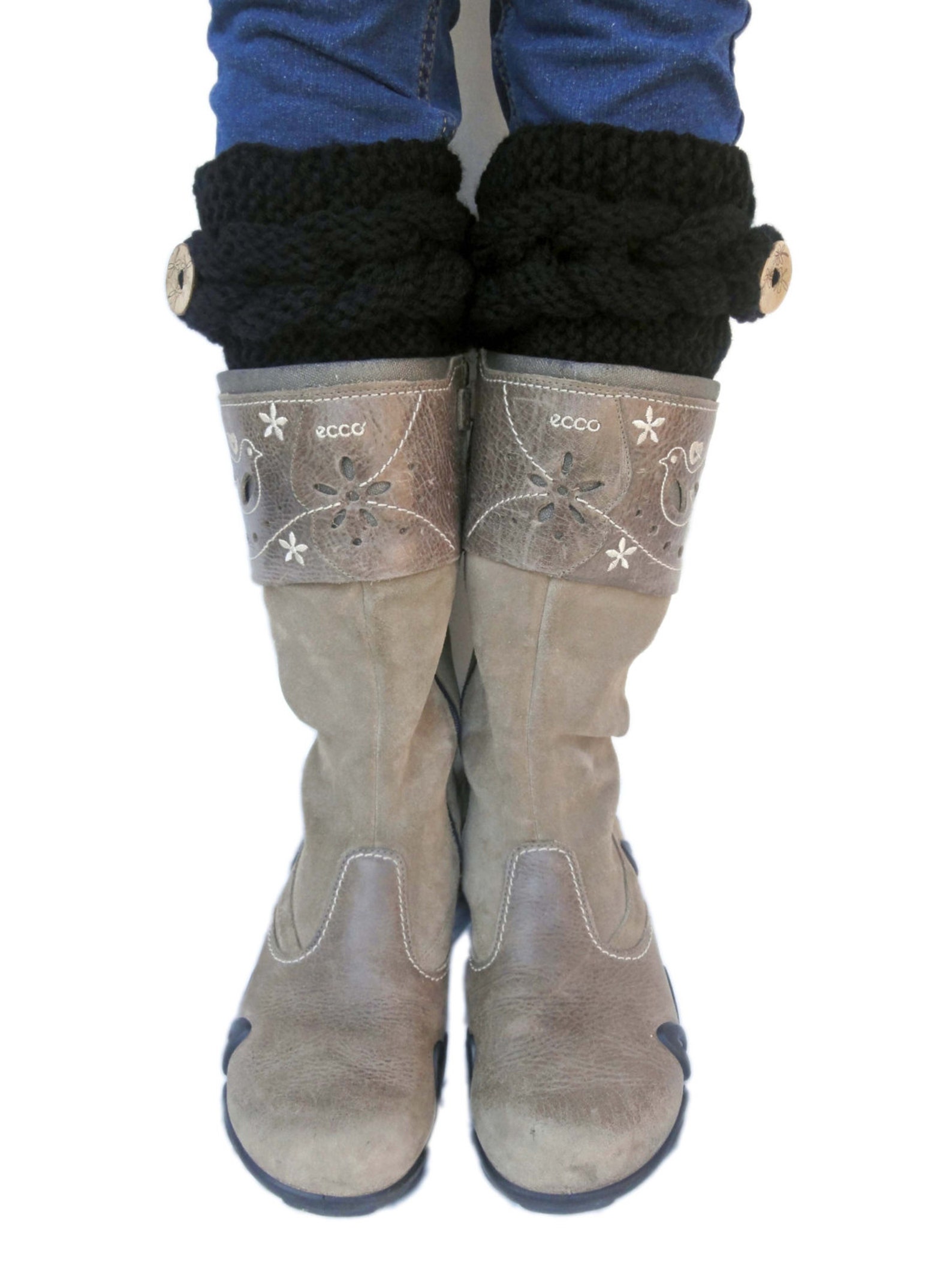 Knitted Cable Boot Cuffs. Braids With Buttons. 44 Different - Etsy