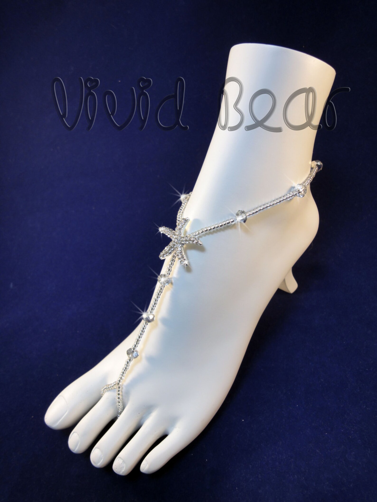 Starfish Barefoot Sandals. Silver Foot Jewelry. Rhinestone Starfish ...