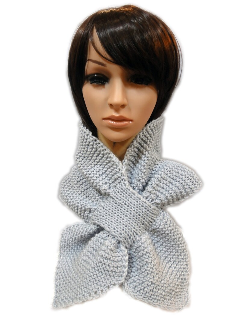 Knit Keyhole Scarf. Hand Knitted Cowl. Light Grey or 44 - Etsy