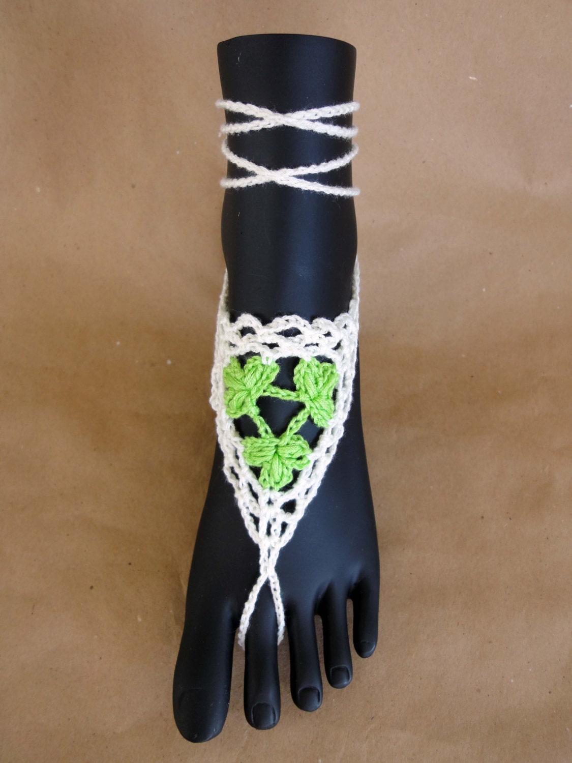 Clover Leaves Barefoot Sandals. 28 Colors. Crochet Foot Jewelry. Bridal ...