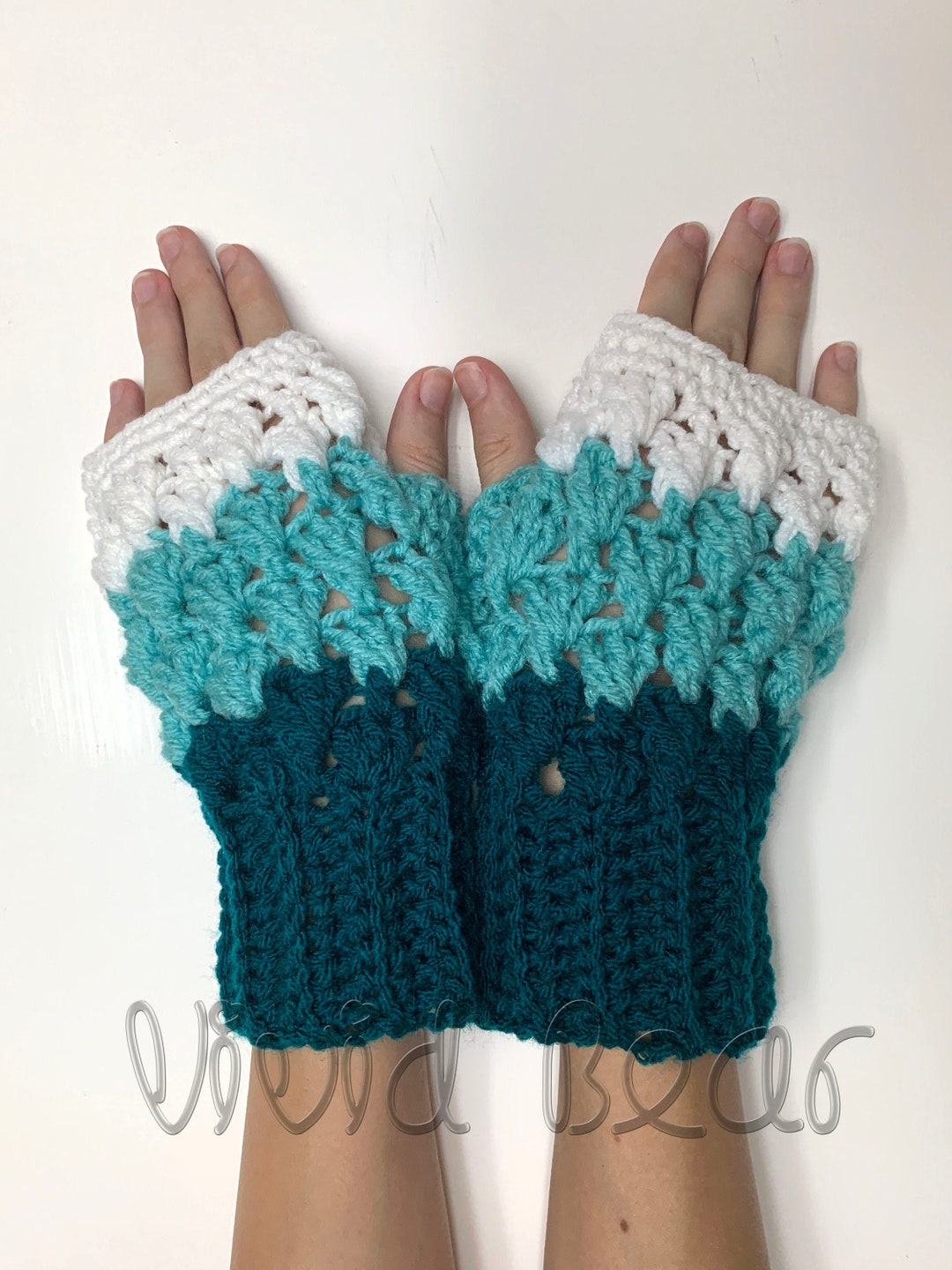 Color Block Crochet Fingerless Gloves. Arm Warmers. Texting - Etsy
