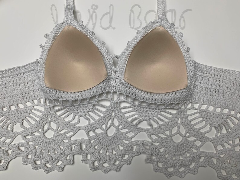 Padded Crochet Halter Crop Top. More Bust Support. Wide | Etsy