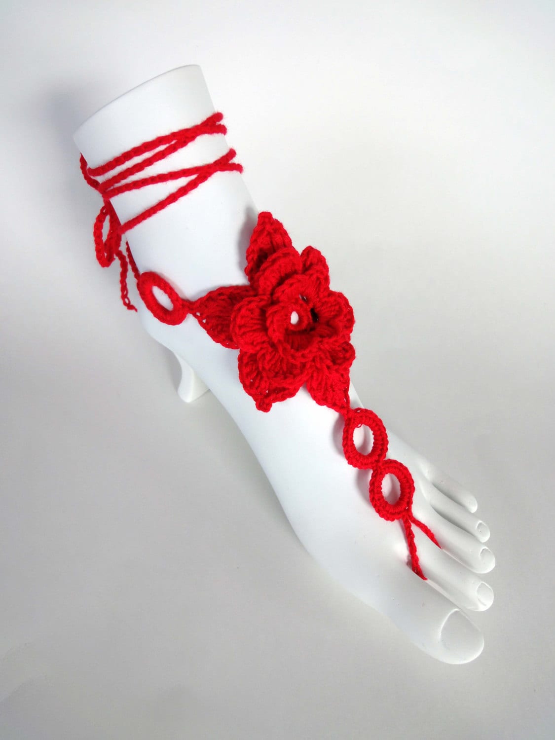 Flower Barefoot Sandals. Red or 27 Colors. Rings. Woman's - Etsy