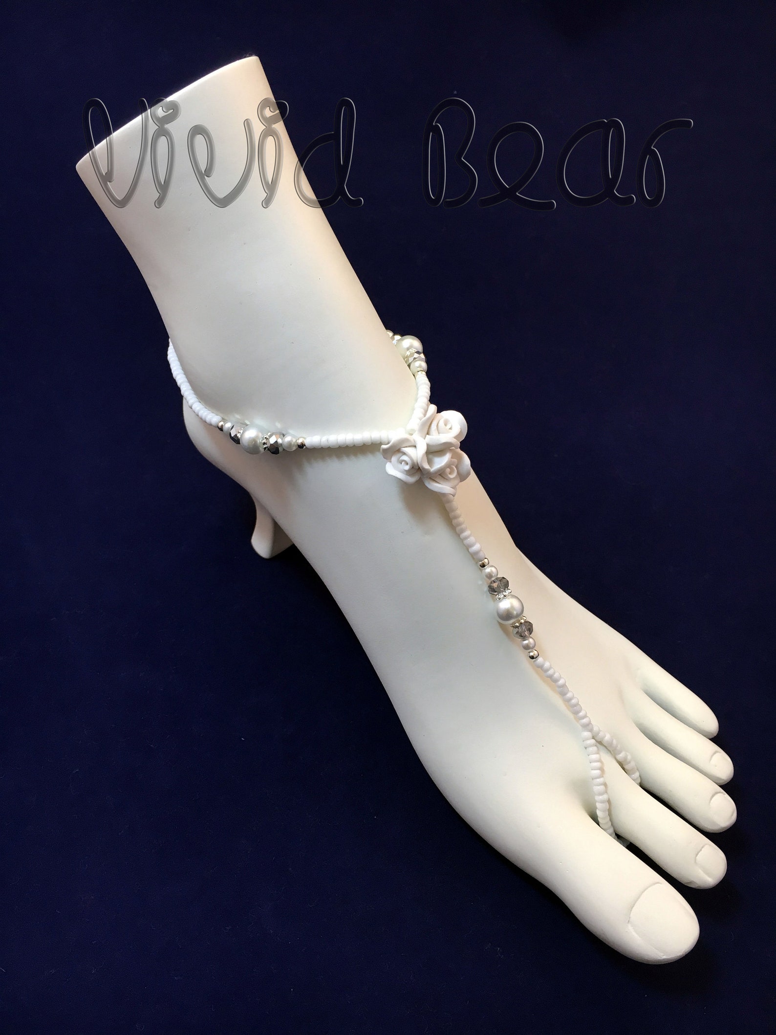 Wedding Beaded Barefoot Sandals. Foot Jewelry. Anklets. White - Etsy