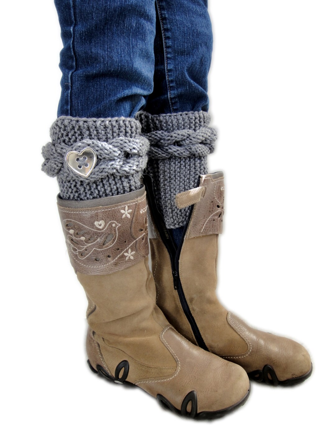 Knitted Cable Boot Cuffs. Braids With Buttons. 44 Different Colors. Leg ...