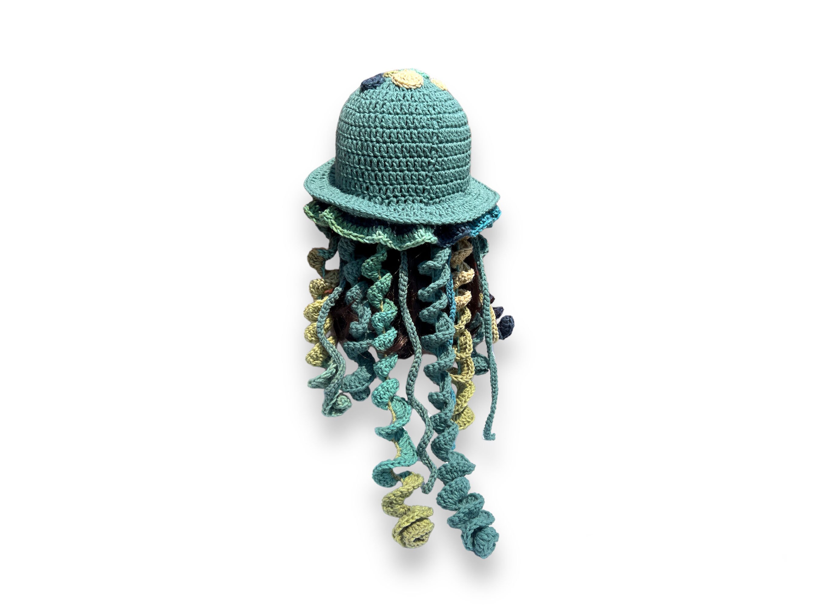 From the Deep Jellyfish Crochet Bucket Hat With Tentacles. Crochet ...