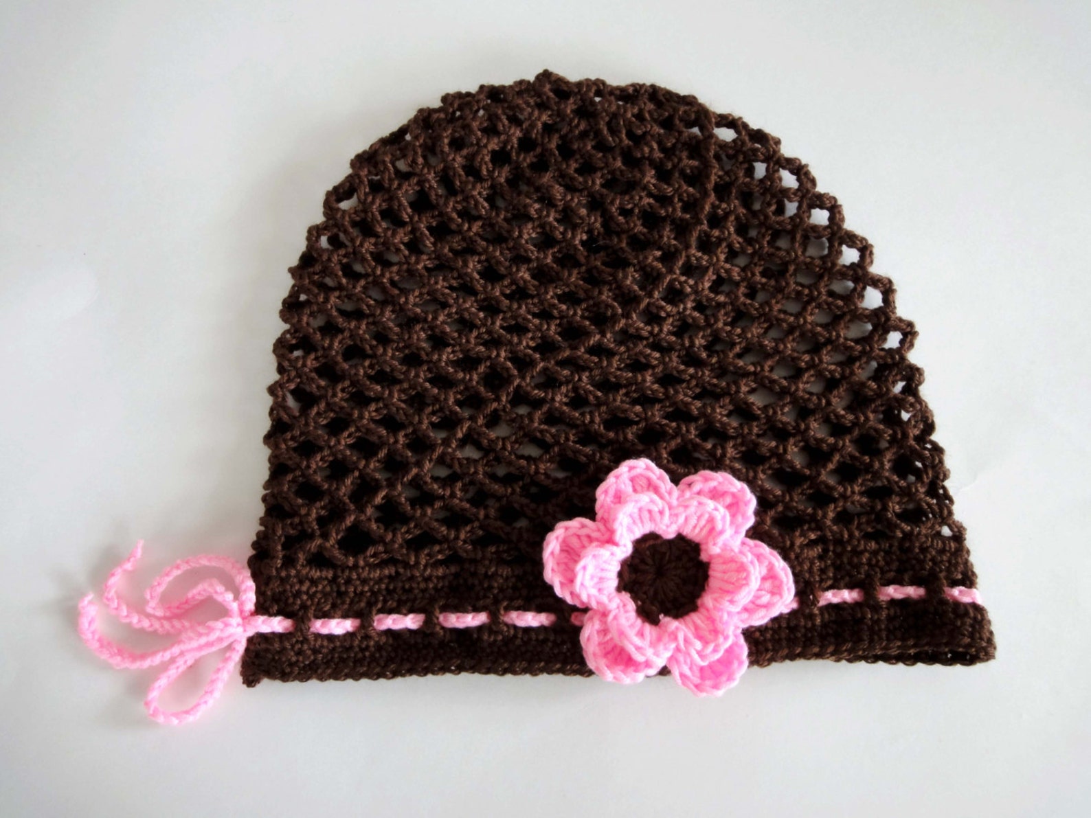 Crochet Net Hat. Brown Pink or 23 Colors. Adjustable With a - Etsy