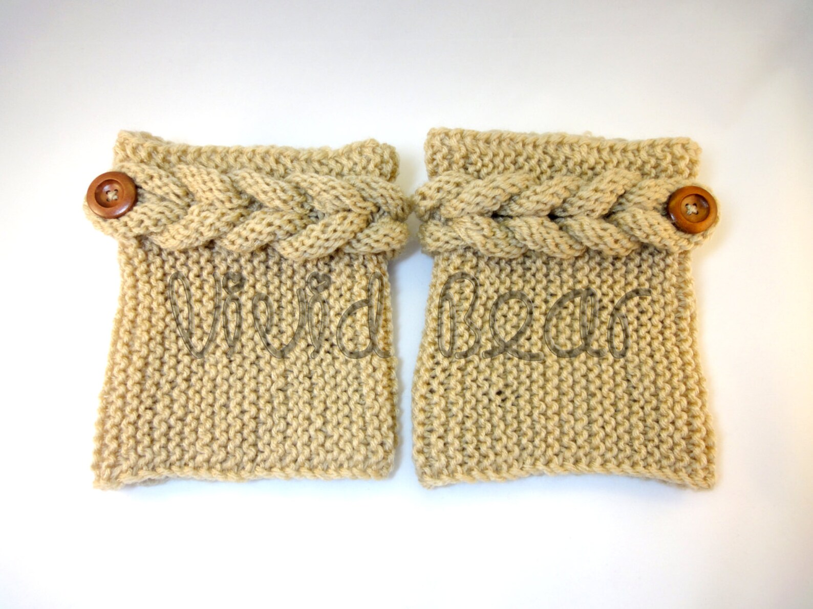 Knitted Cable Boot Cuffs. Braids With Buttons. A Lot of Different ...
