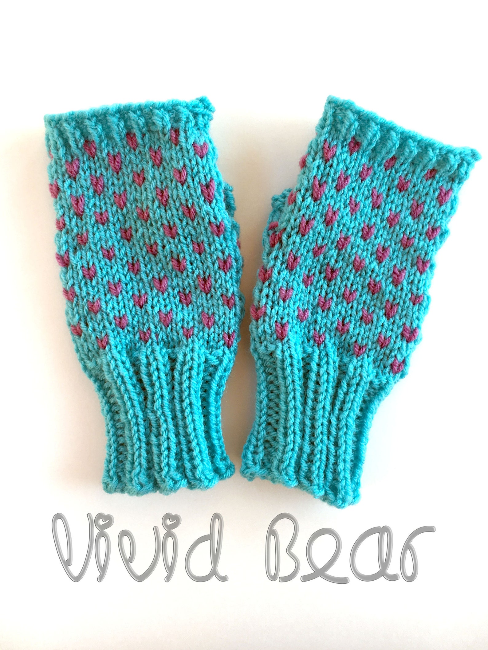 Dotted Hand Knit Fingerless Gloves. Blue Purple and More Colors. Arm ...