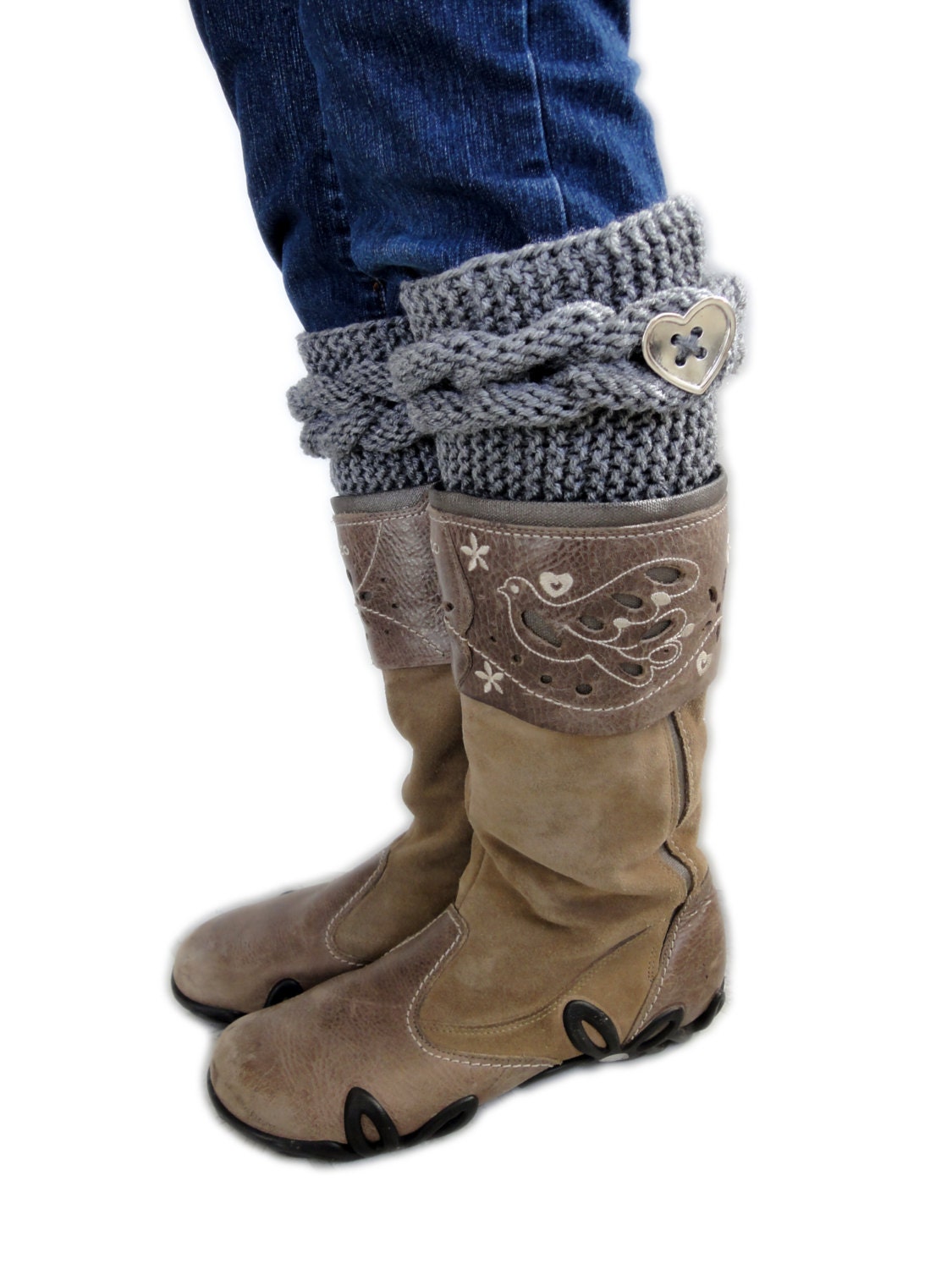 Knitted Cable Boot Cuffs. Braids With Buttons. 44 Different - Etsy