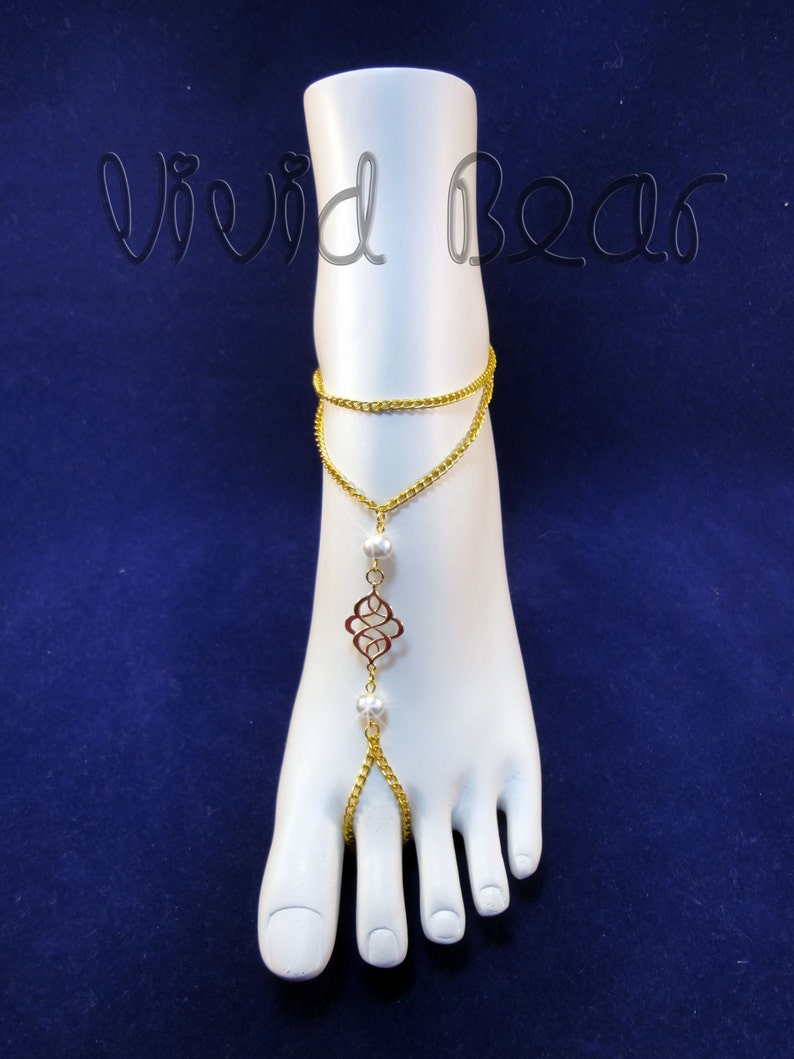 Barefoot Sandals. Gold Chain Foot Jewelry. White Pearls and - Etsy